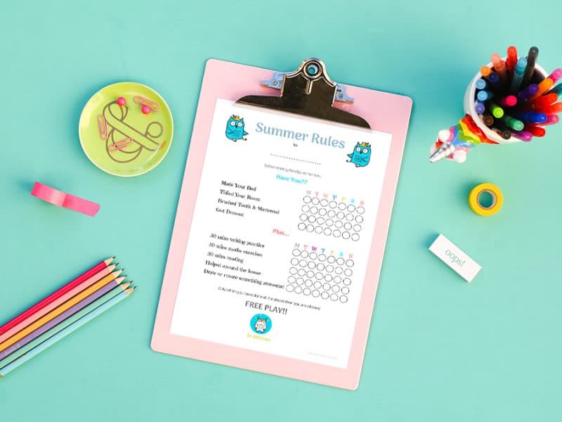 Printable: Summer Rules Checklist For Long Summer Holidays