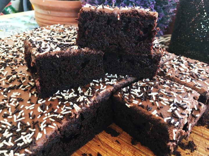 Traditional School Jam and Coconut Tray Bake Retro School Cake