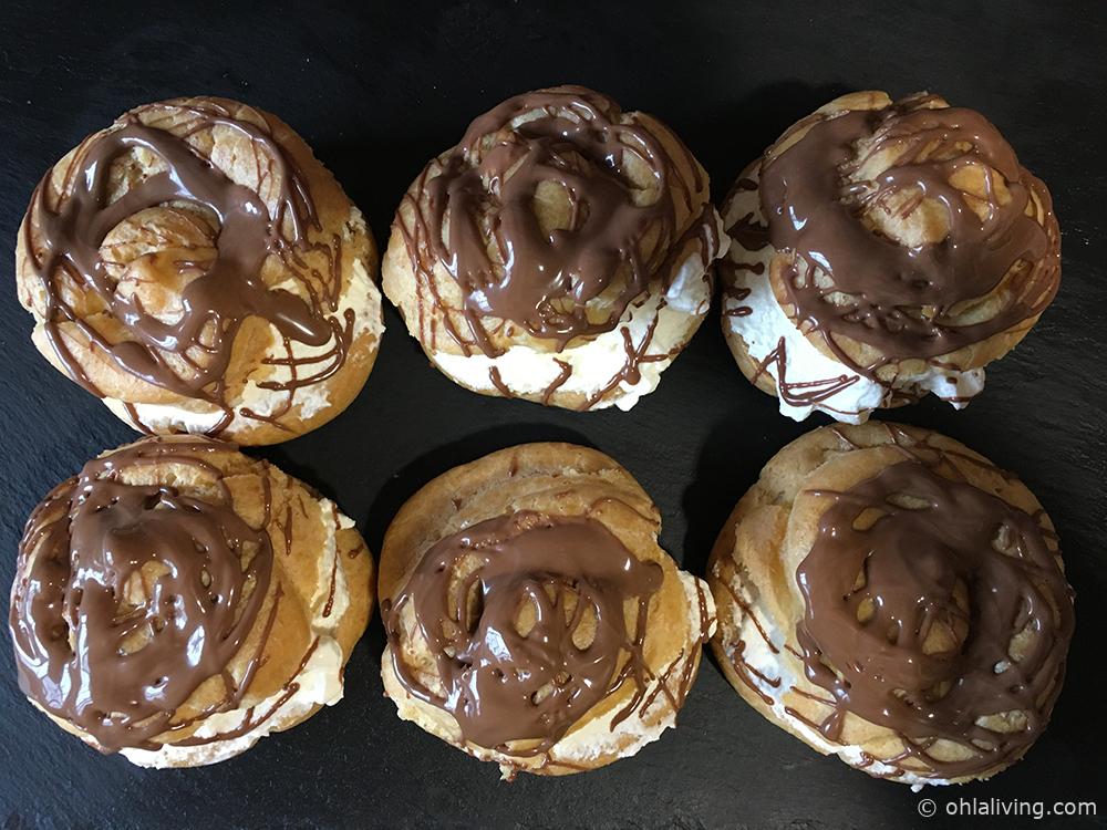 Chocolate Choux Buns With Vanilla Cream Filling